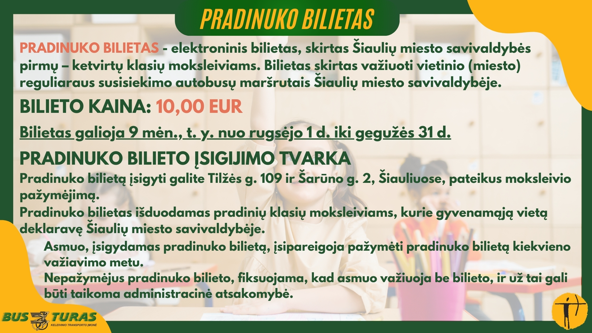 Artėjant mokslo metams primename apie pradinuko bilietą - Šiaulių ...